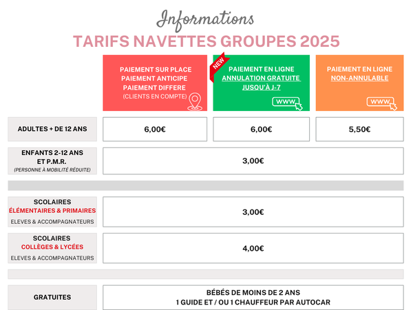 Navette de Cassis pour les groupes - Tarifs et modalités de paiement